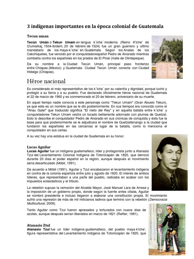 3 Indígenas Importantes en La Época Colonial de Guatemala | PDF ...