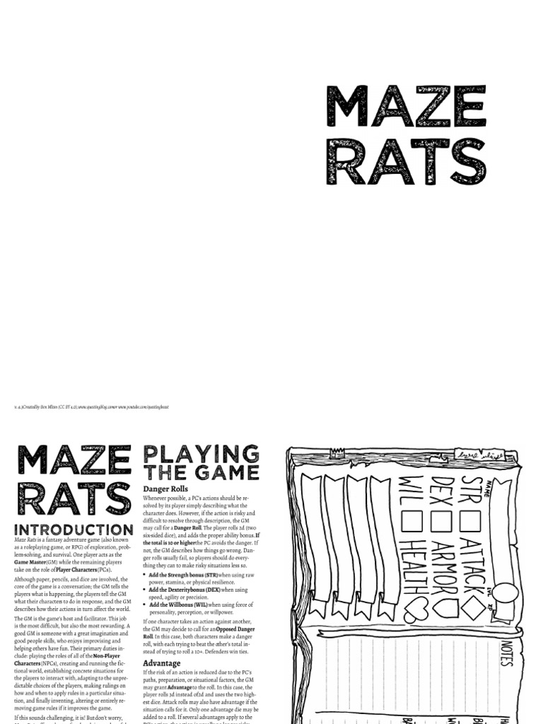 Maze Rats V4.3 Booklet | PDF