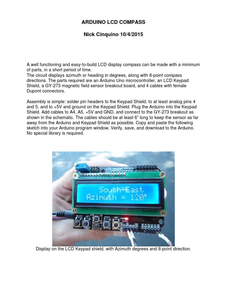 Arduino DIY LCD Compass Guide | PDF | Arduino | Electronic Engineering