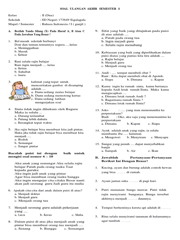 Soal Ulangan Akhir Semester 1 | PDF