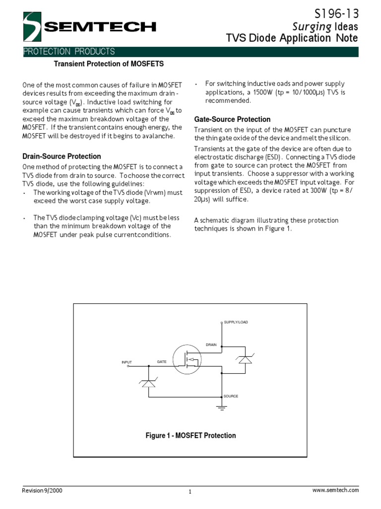 Transient Voltage Protection of Mosfets | PDF | Mosfet | Field Effect ...