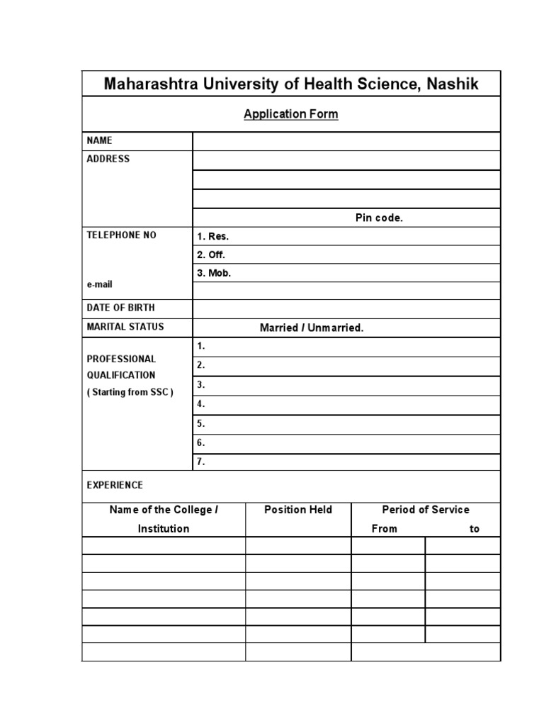 Application - Form MUHS Lecturer PDF | PDF