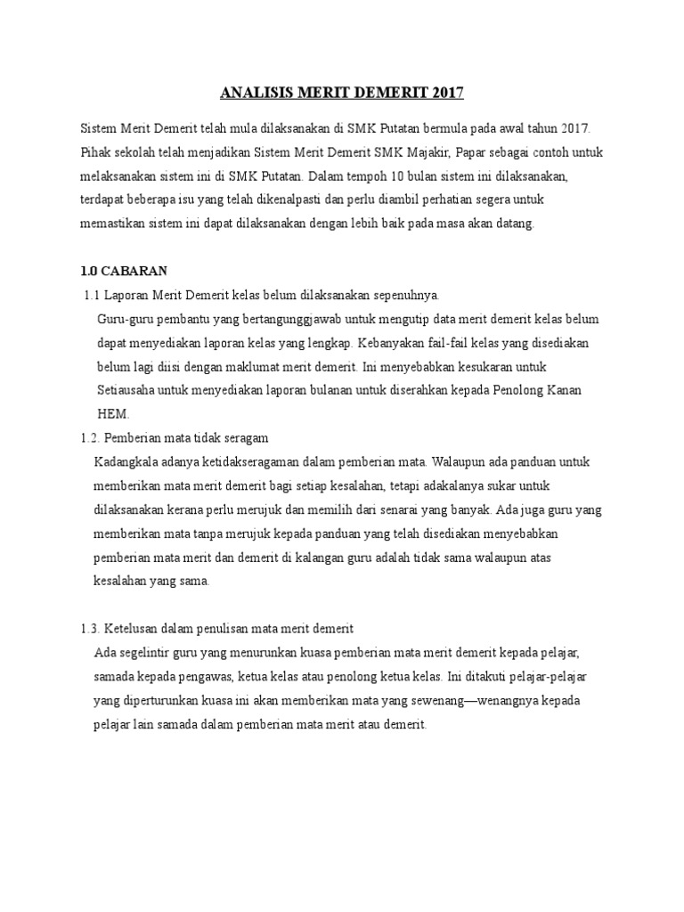 Analisis Merit Demerit 2017 | PDF