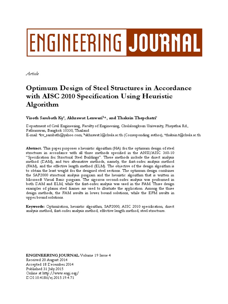 Optimum Design of Steel Structures in Accordance With AISC 2010 ...