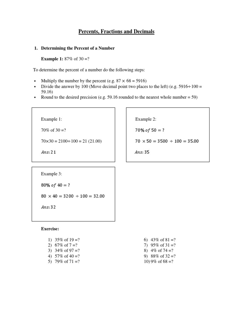 Chapter 2 Percent Pdf Fraction Mathematics Percentage