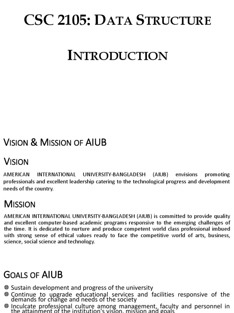 Data Structures Course Overview at AIUB | PDF | Programming Language | C (Programming Language)