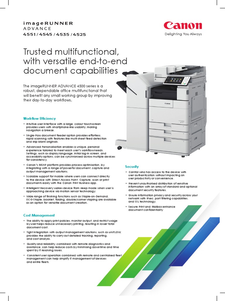 Canon IR-ADV 4500 Brochure | Image Scanner | Authentication