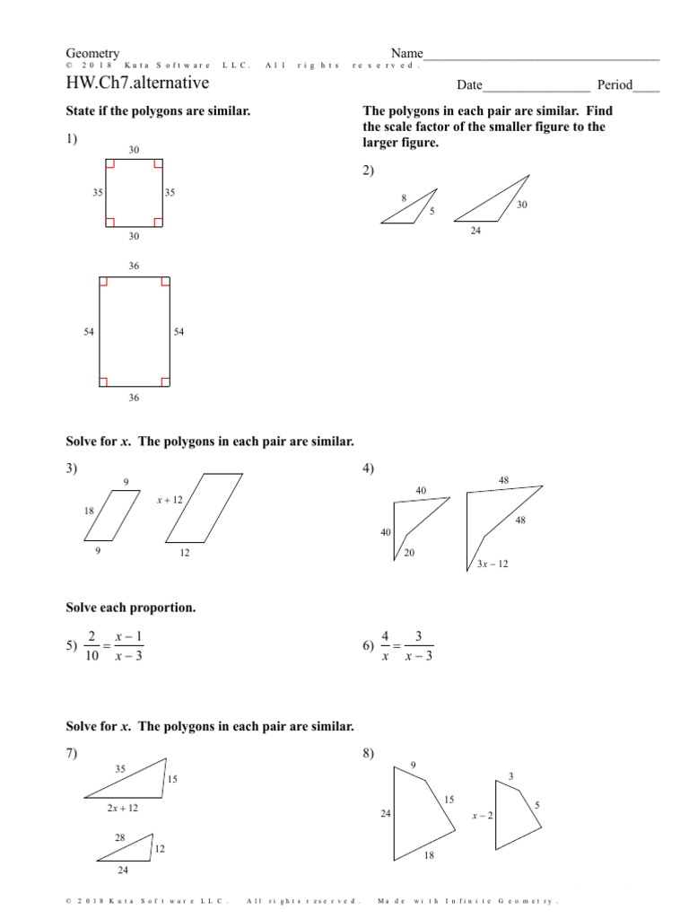HW - Ch7.alternative: Geometry Name - Date - Period | PDF | Geometry | Teaching Mathematics