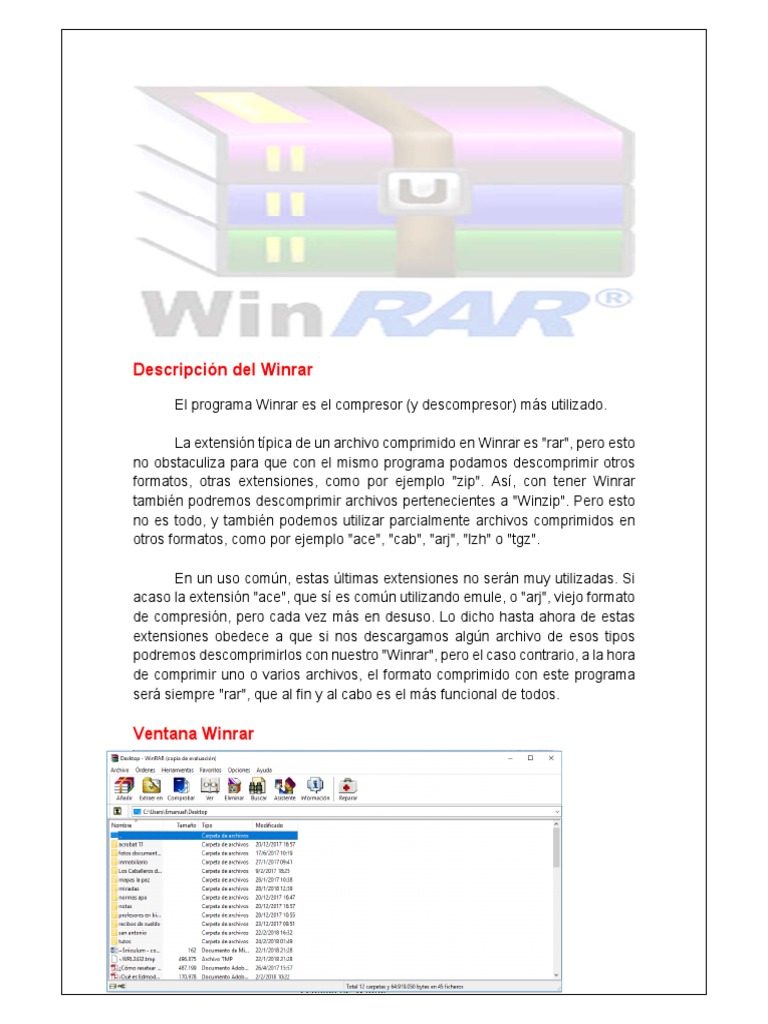Descripción Del Winrar | PDF | Zip (formato de archivo) | Archivo de computadora