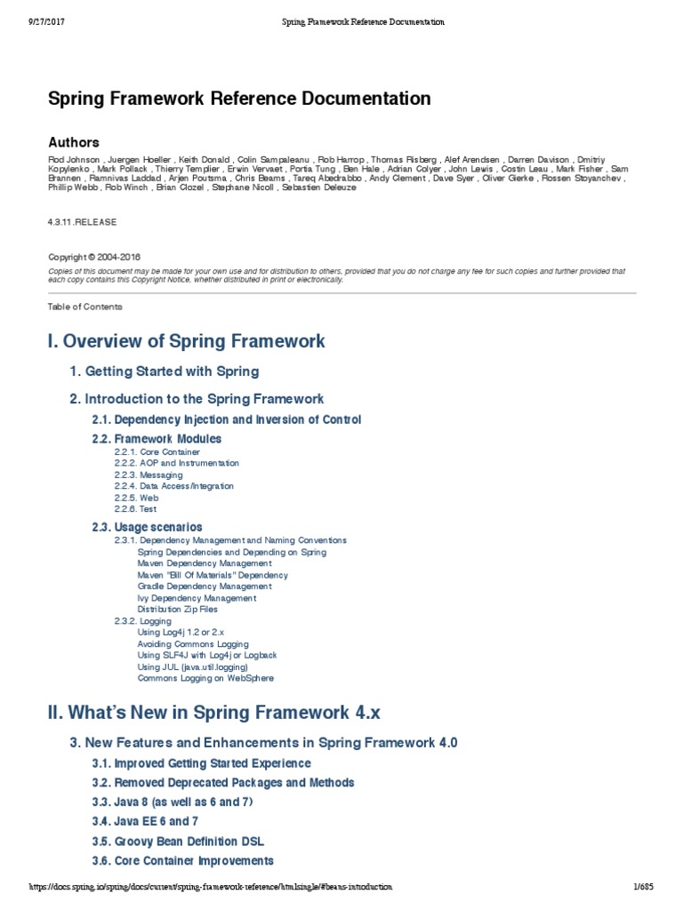 Spring Framework Reference Documentation Pdf Spring Framework Application Programming