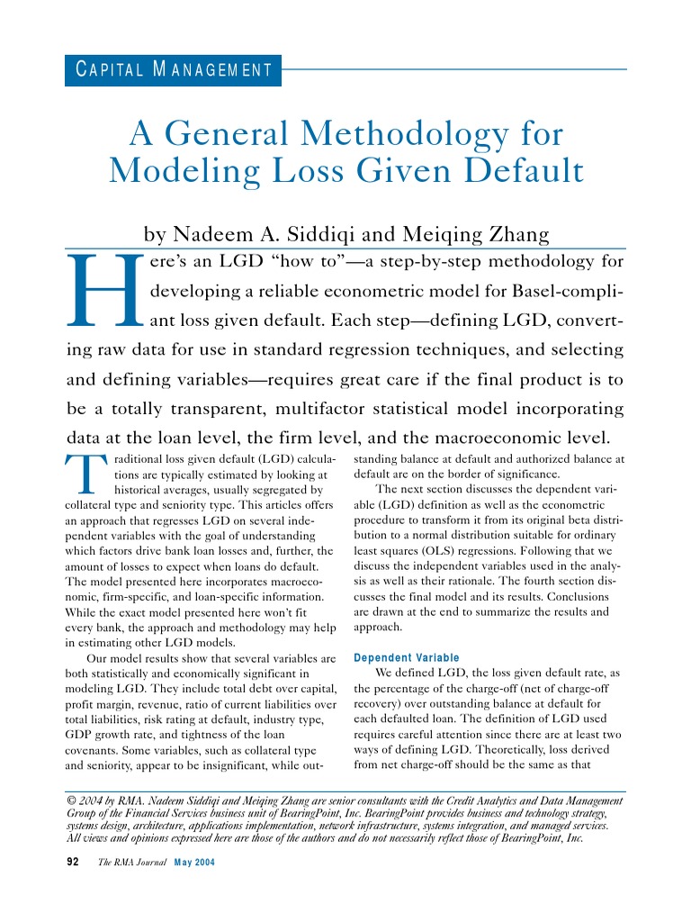 A General Methodology For Modeling Loss Given Default | PDF | Leverage (Finance) | Dummy ...