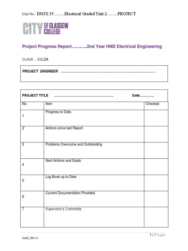 Project Progress Report ..2nd Year HND Electrical Engineering ...