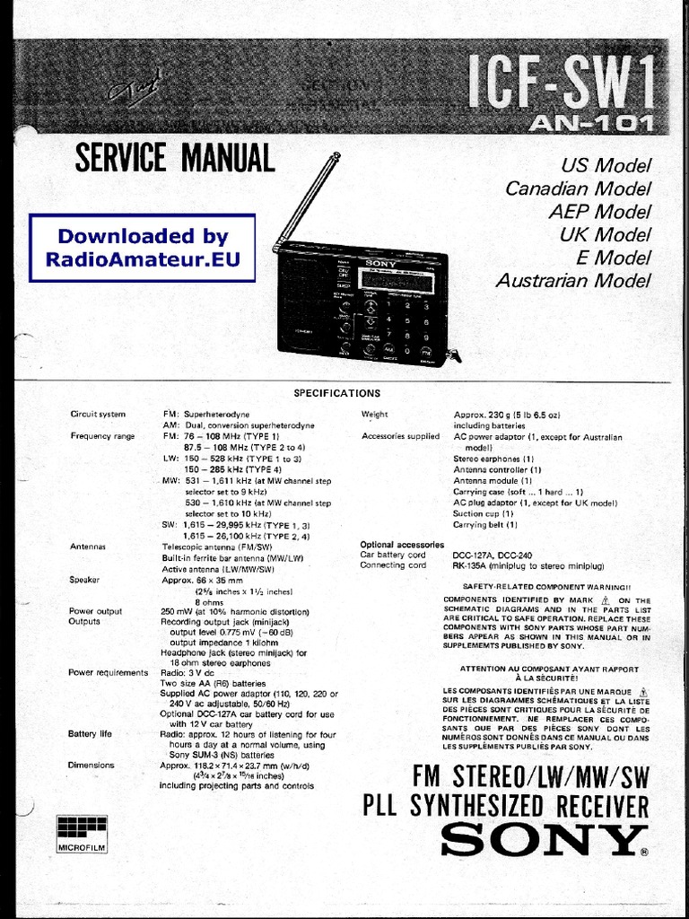 Sony ICF-SW1 Serv | PDF