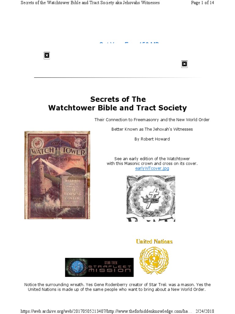 Secrets of The Watchtower Part I | PDF | Freemasonry | Prophet
