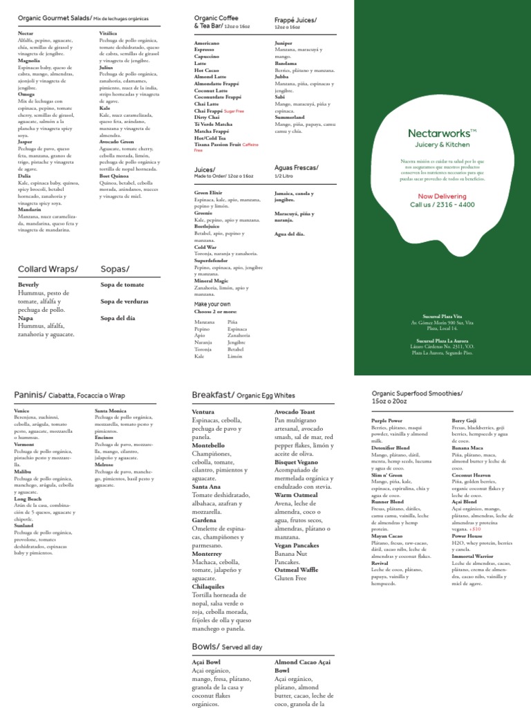 Menu Nectarworks | PDF | Plantas comestibles | Cocina