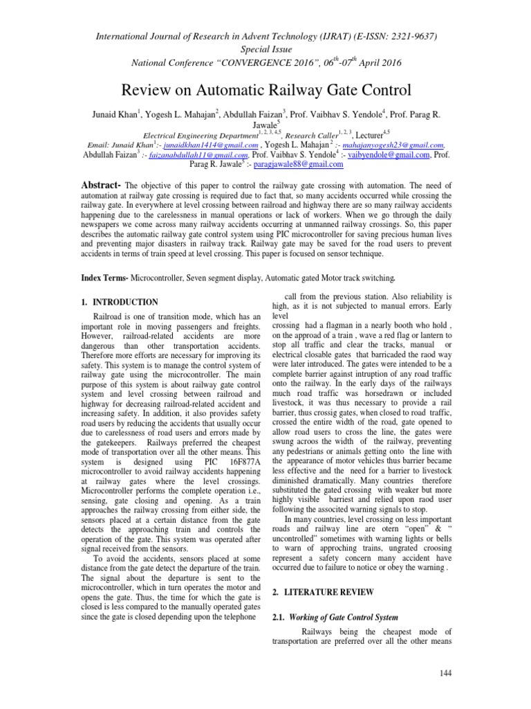 Review On Automatic Railway Gate Control | PDF | Traffic | Rail Transport