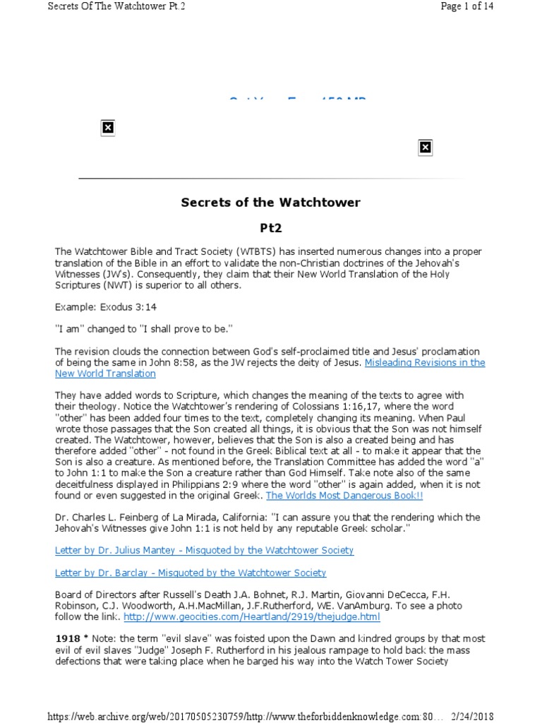Secrets of The Watchtower Part II | PDF | Bible | Religion And Belief