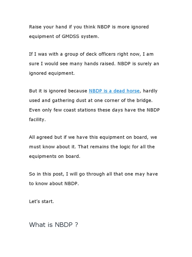 Where Does NBDP Fit in GMDSS and How To Use It | PDF | Electrical ...