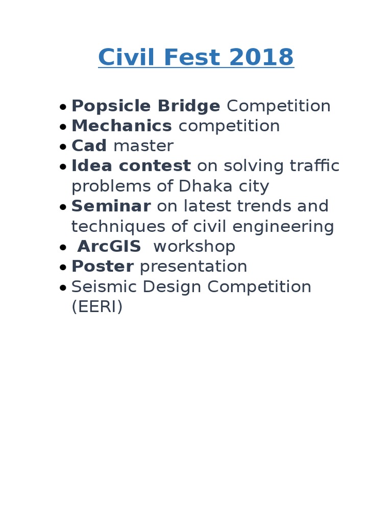 Civil Engineering Competitions at Fest 2018 | PDF