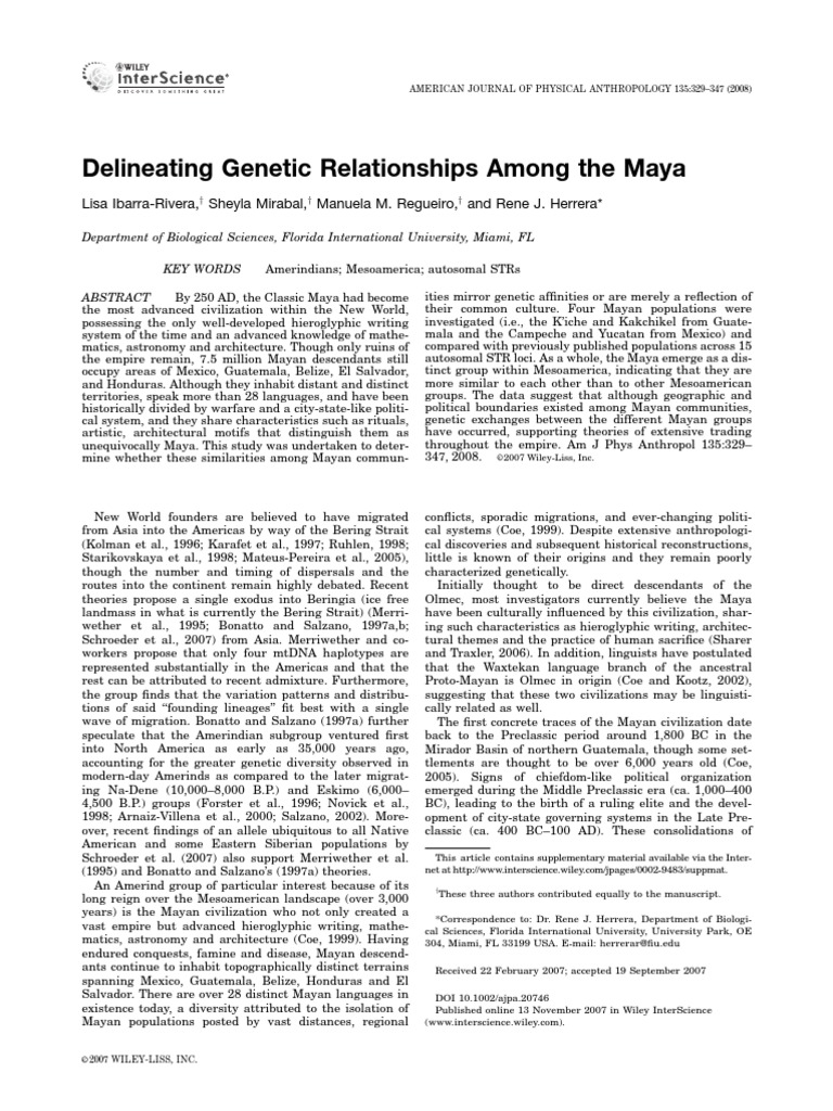 Maya Genetic Links Unveiled | PDF | Maya Civilization | Microsatellite