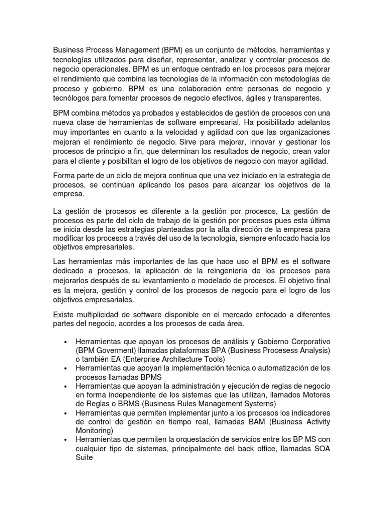 Business Process Management (BPM) | PDF | Procesos de negocio | Software
