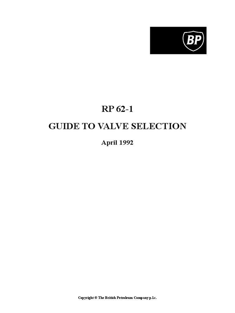 Rp62-1 - Guide To Valve Selection | PDF | Leak | Valve