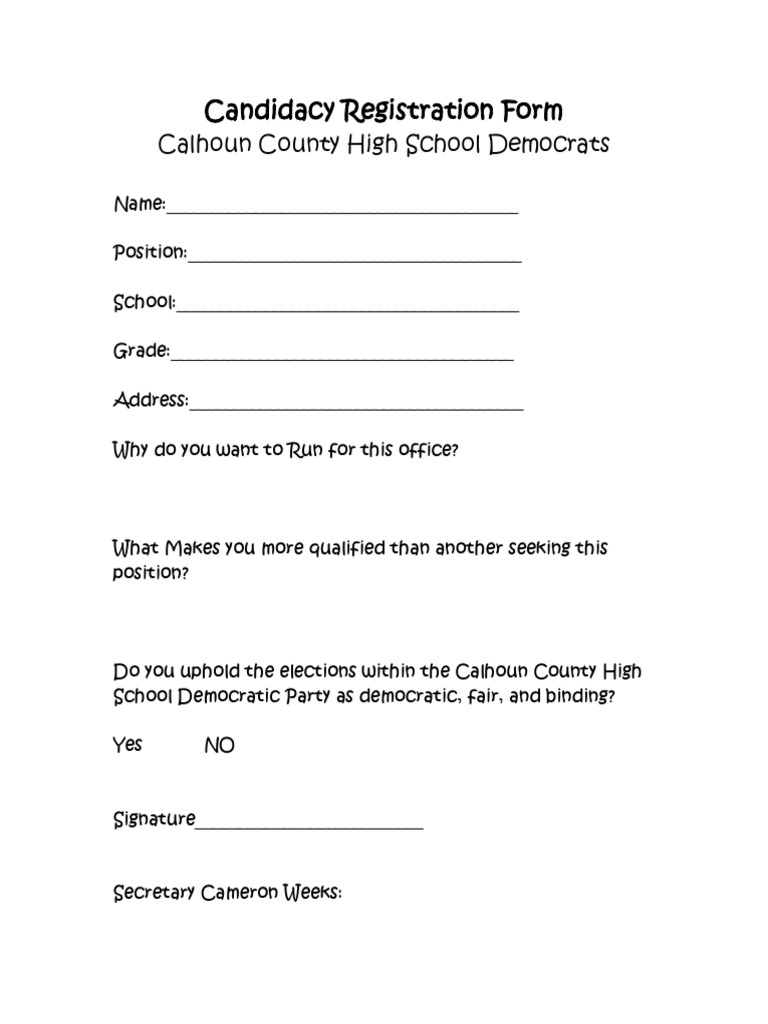 Candidacy Registration Form | PDF | Career & Growth
