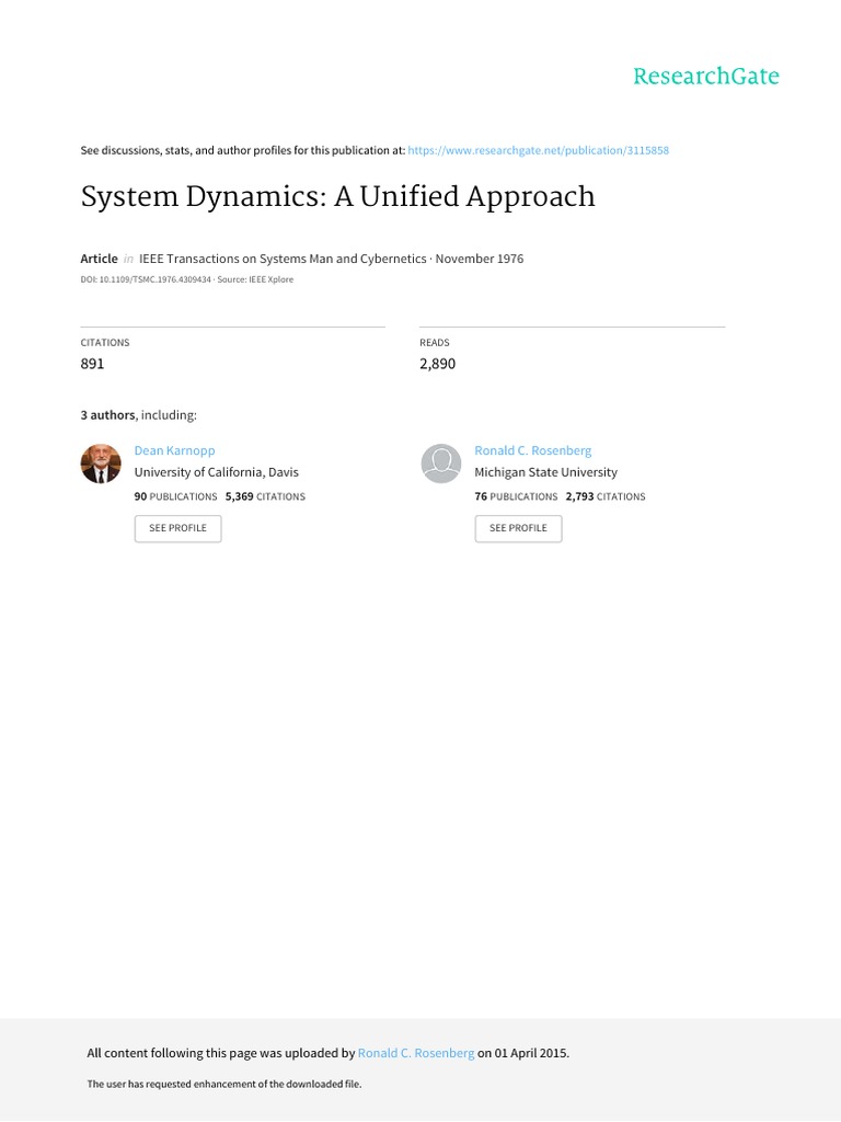 System Dynamics A Unified Approach | PDF | Control Theory | Spectral ...