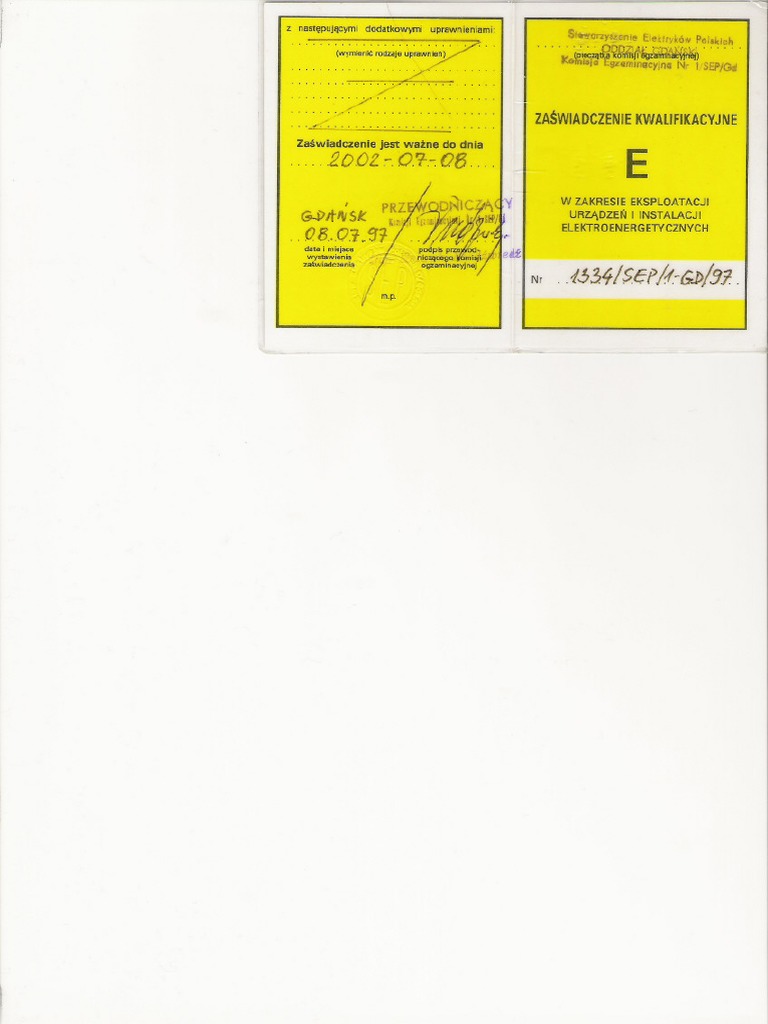 Uprawnienia SEP Do 1kV | PDF