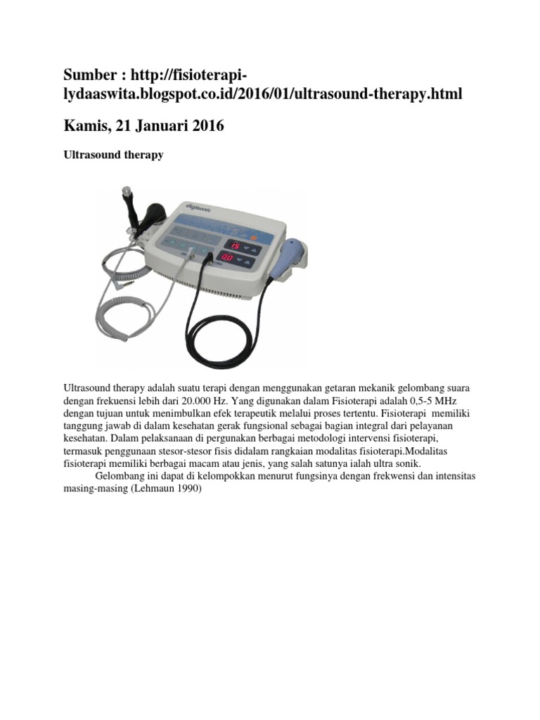 Terapi Ultrasound dalam Fisioterapi | PDF | Kesehatan Holistik | Sains ...