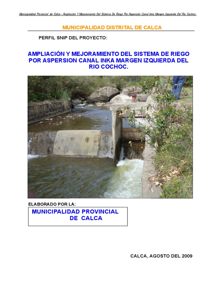 Irrigacion Canal Inca Calca | PDF | Riego | Beneficio (economía)