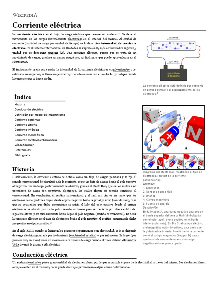 Corriente Eléctrica - Wikipedia, La Enciclopedia Libre PDF | PDF ...