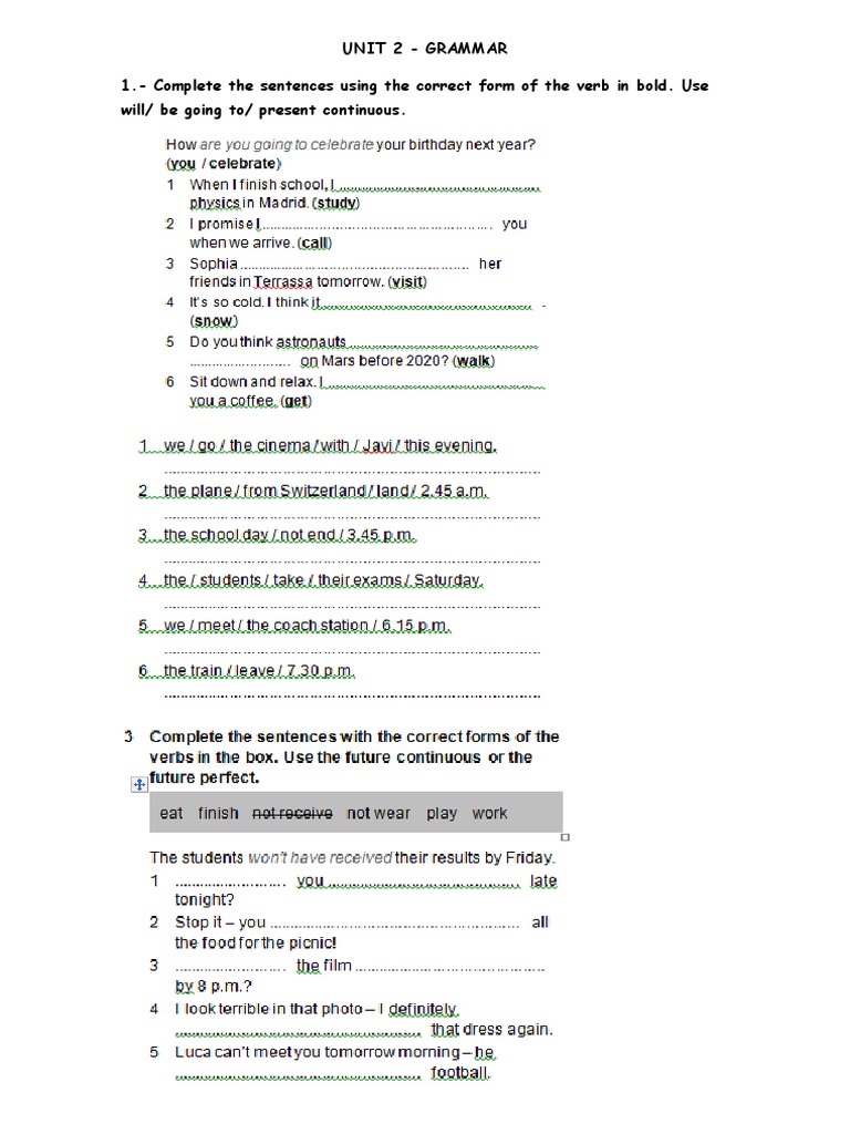Unit 2 Grammar and Vocabulary Exercises | PDF