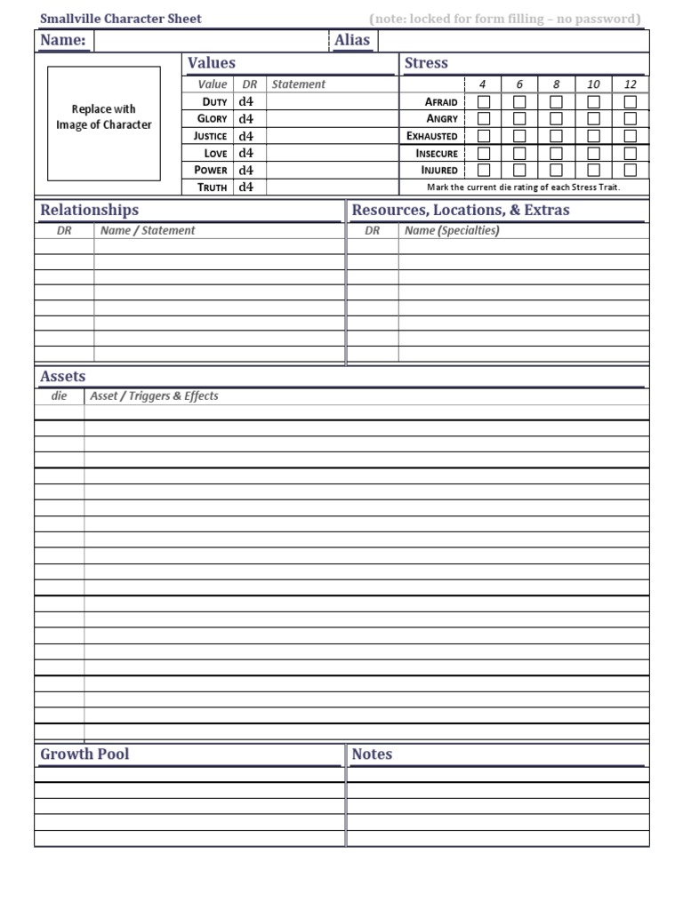 Smallville RPG Character Sheet | PDF