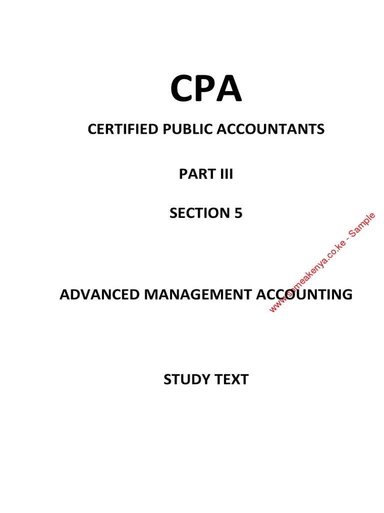 Advanced Management Accounting - Sample | Download Free PDF ...