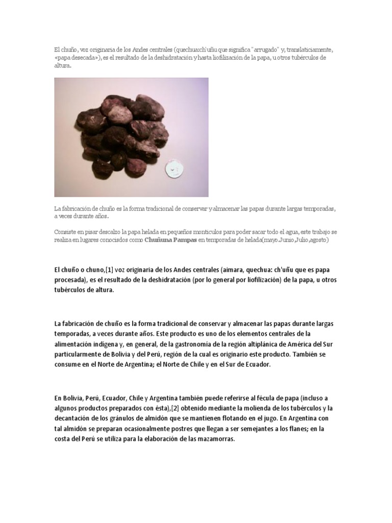 Proceso y significado del chuño | PDF | Cocina | Cocina occidental