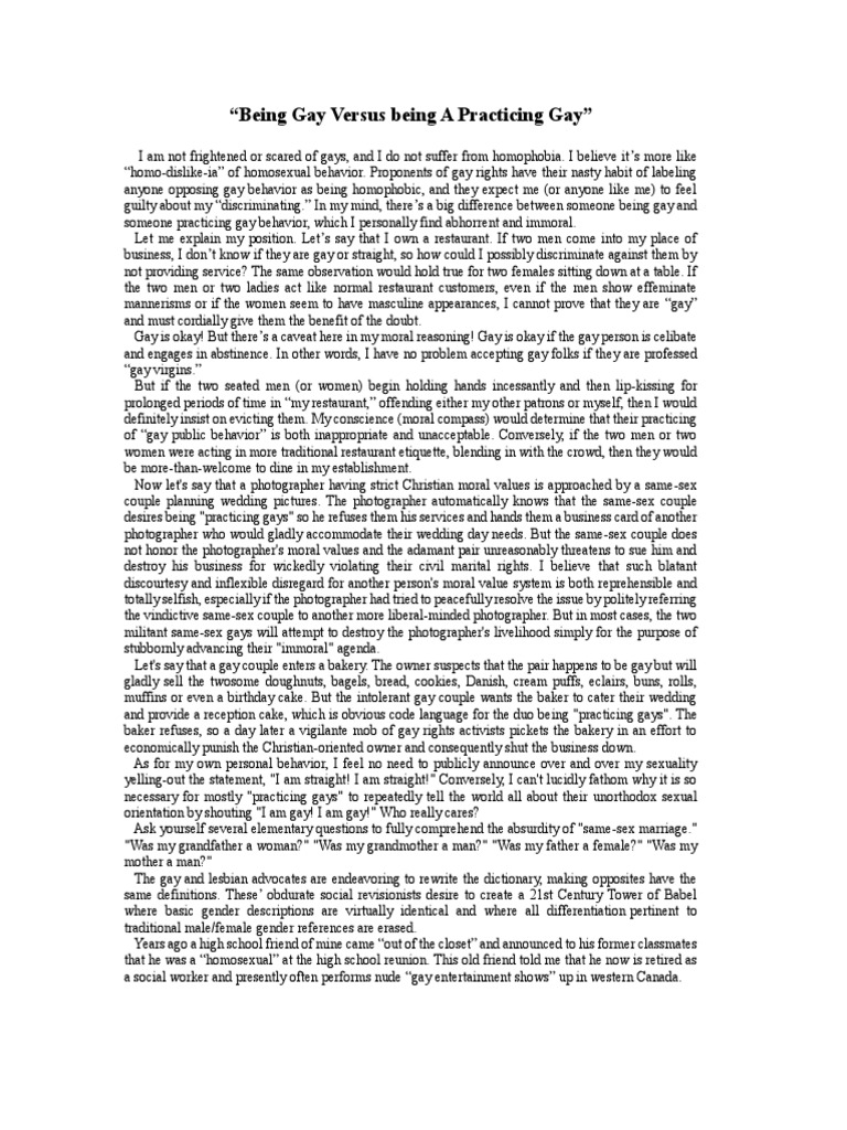 Being Gay Versus Being A Practicing Gay | PDF | Ten Commandments ...