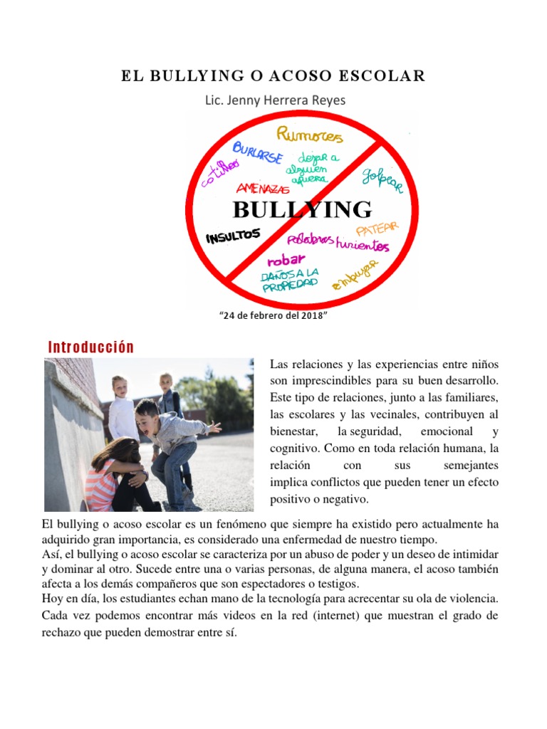 Plantilla Bullying | PDF | Modificación de comportamiento | Ciencias ...
