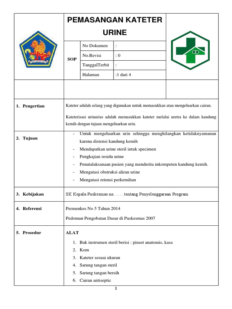 Sop Pemasangan Kateter Urine | PDF