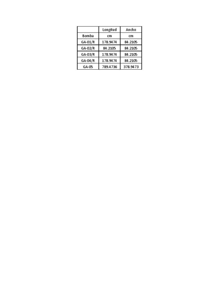 Base Bombas Dimensions Table | PDF