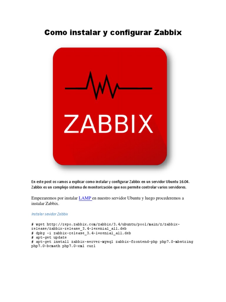 Guía de Instalación de Zabbix en Ubuntu | PDF | Servidor HTTP Apache | Servidor (Computación)