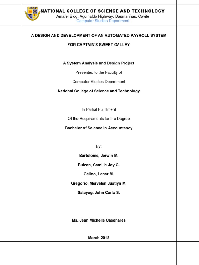 Sad Chapter 1 Final1.4 | PDF | Payroll | Software Development