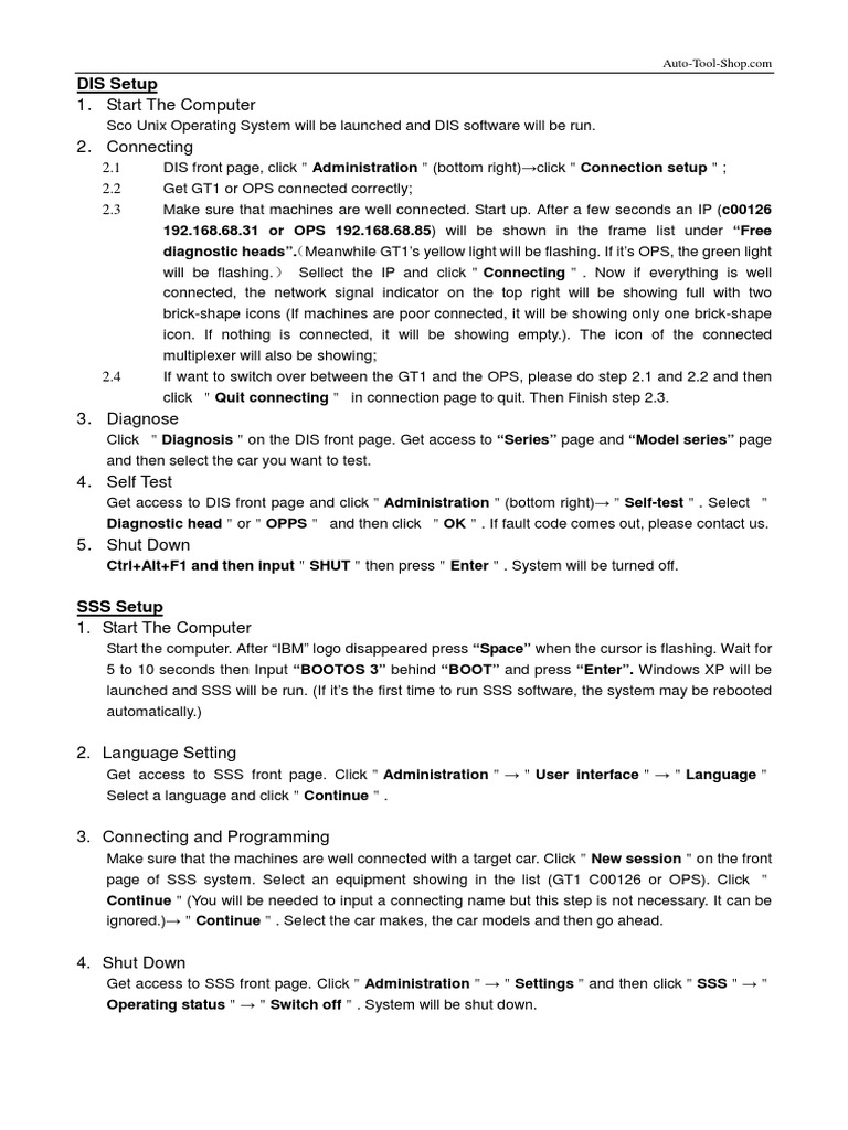 1 Start The Computer 2 Connecting: DIS Setup | PDF | Booting | Digital ...