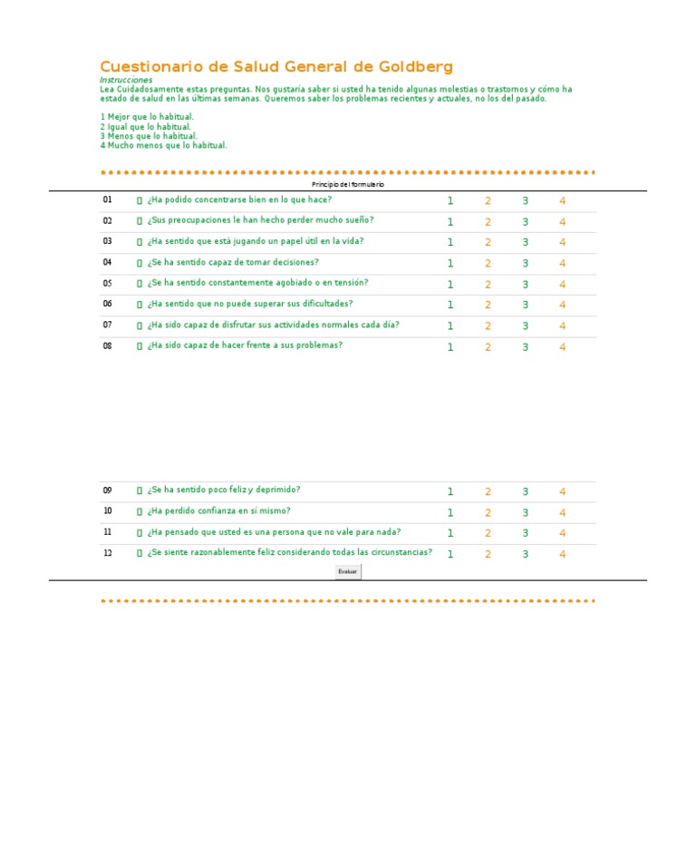 Cuestionario de Salud General de Goldberg