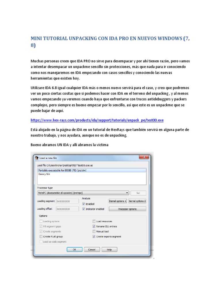 1-Mini Tutorial Unpacking Con Ida Pro en Nuevos Windows | PDF | Datos de computadora ...