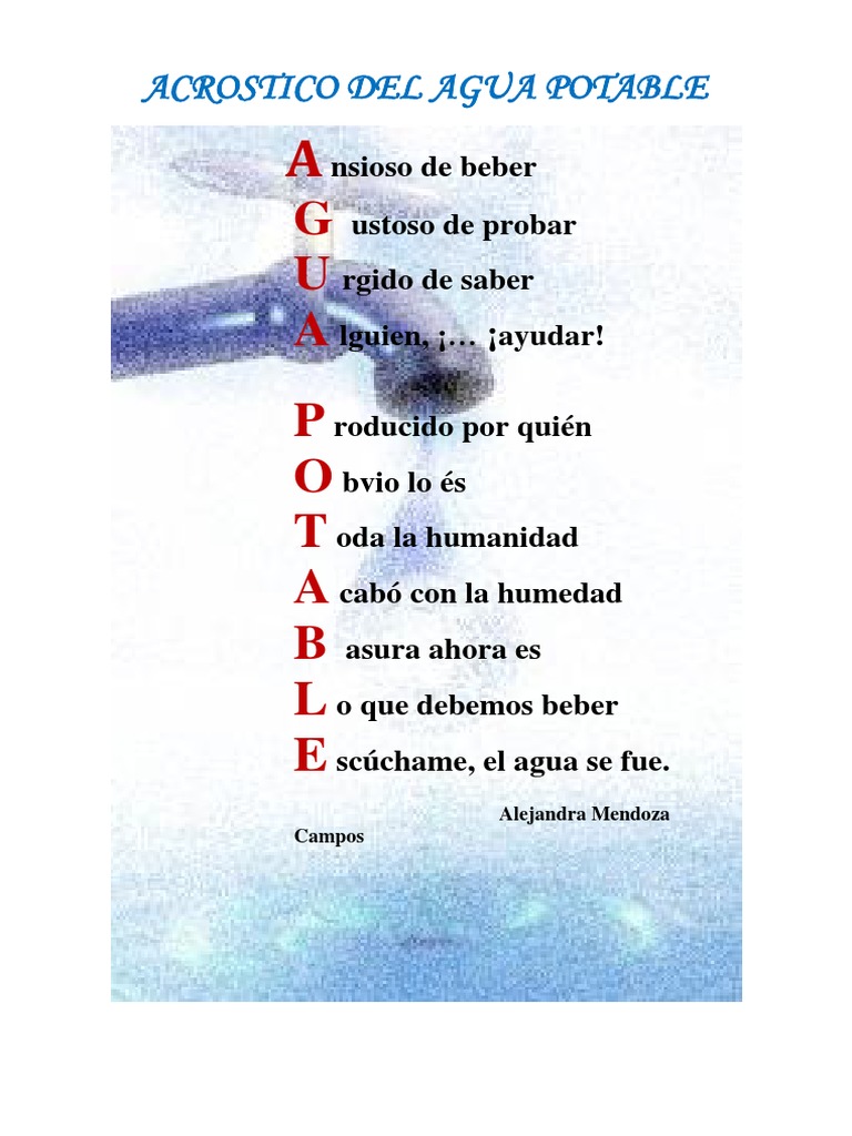 G U A P O T A B L E: Acrostico Del Agua Potable