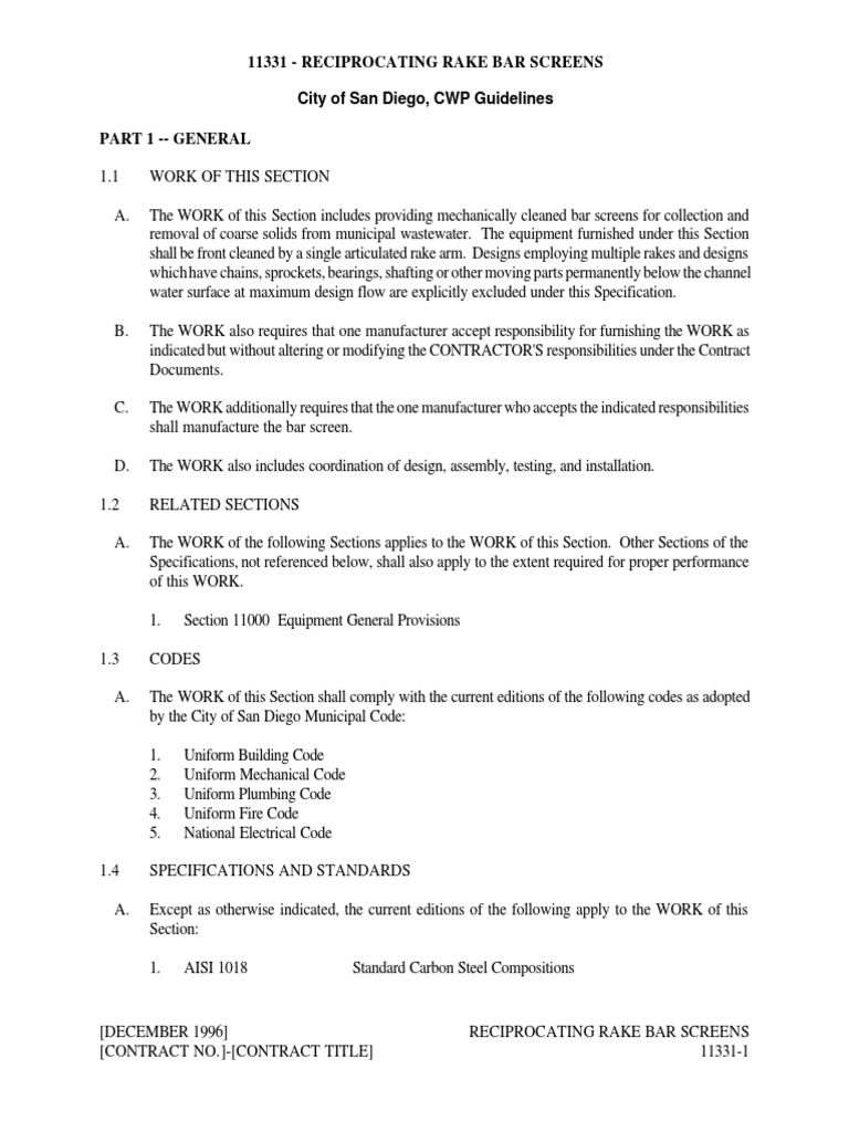 Reciprocating Rake Bar Screens | PDF | Gear | Switch