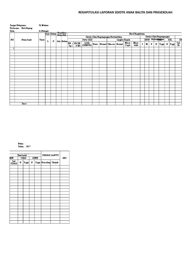 Form Laporan DDTK TK | PDF