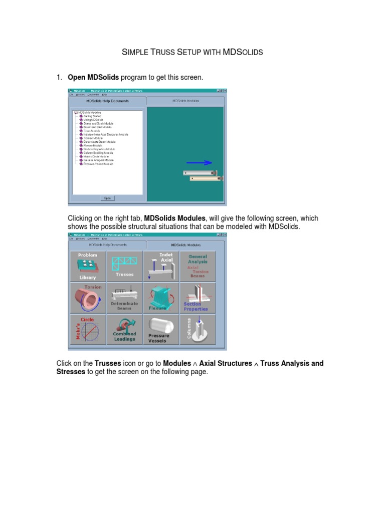 Mdsolids Truss Tutorial | PDF | Truss | Areas Of Computer Science