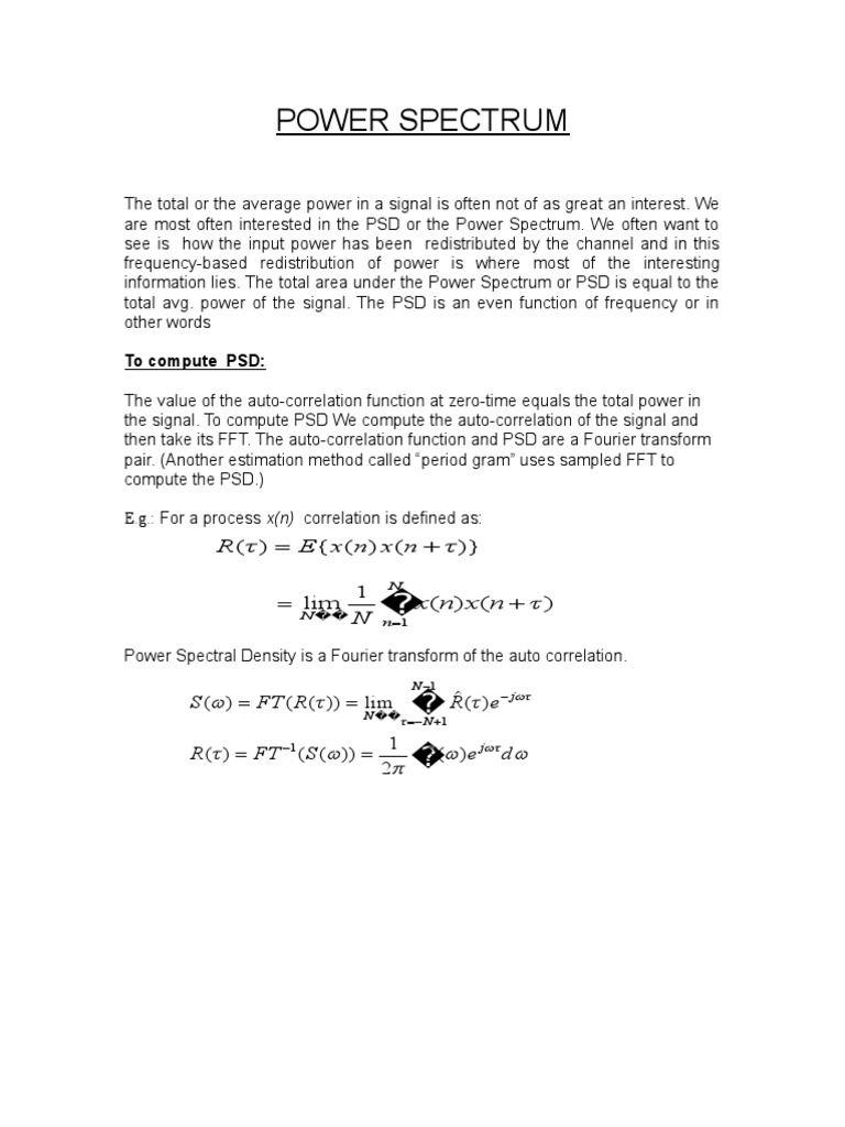 Power Spectrum: To Compute PSD | Download Free PDF | Spectral Density | Telecommunications ...